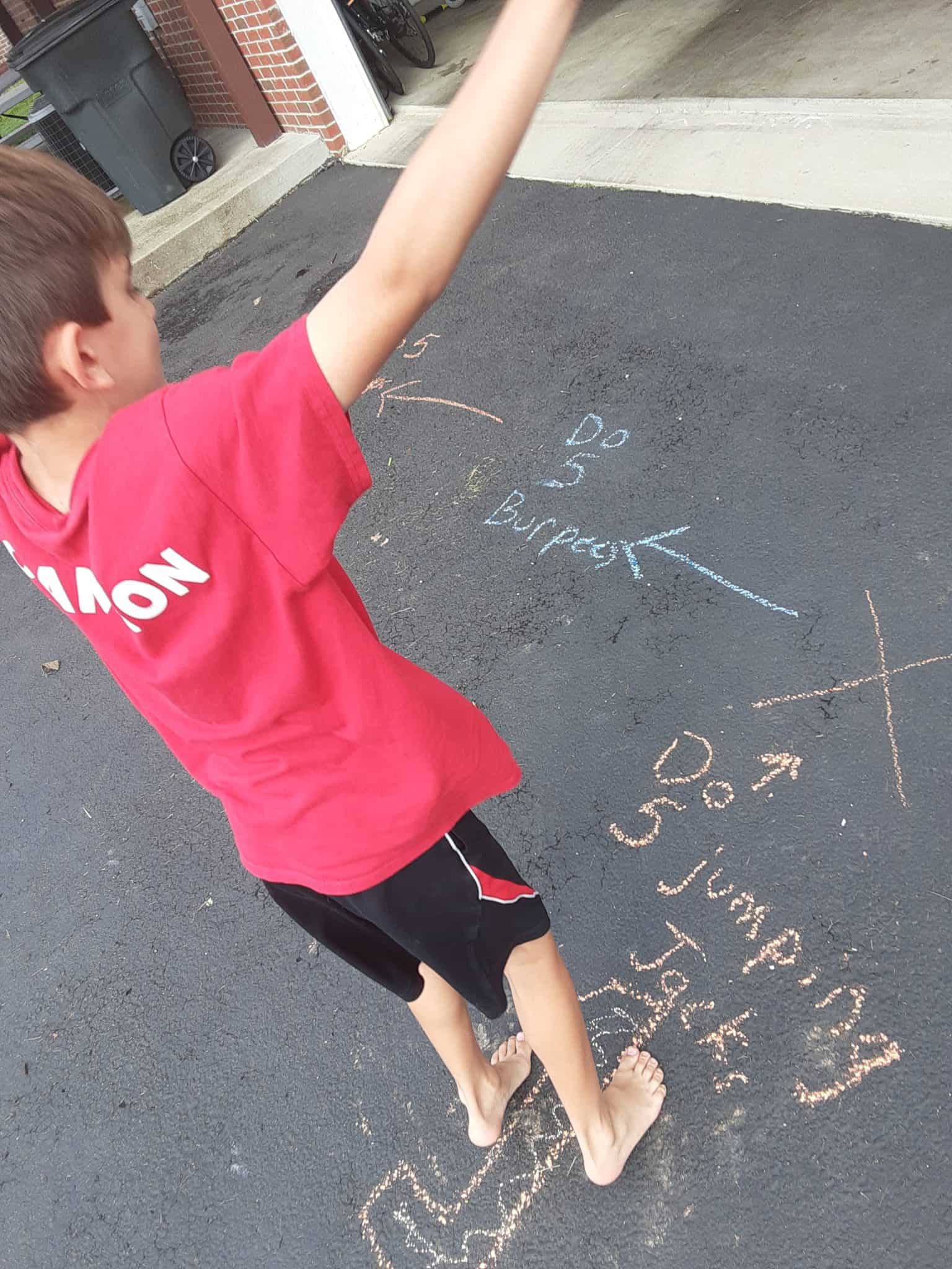 How Set up a Fun Chalk Obstacle Course for Kids - Simply Rooted Family